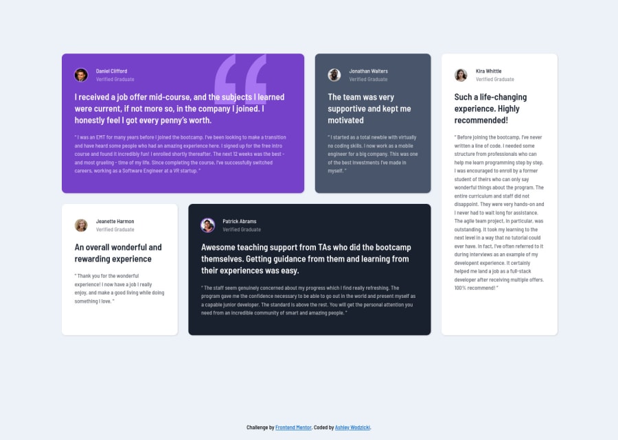 Frontend Mentor Mobile First Testimonial Page Using Css