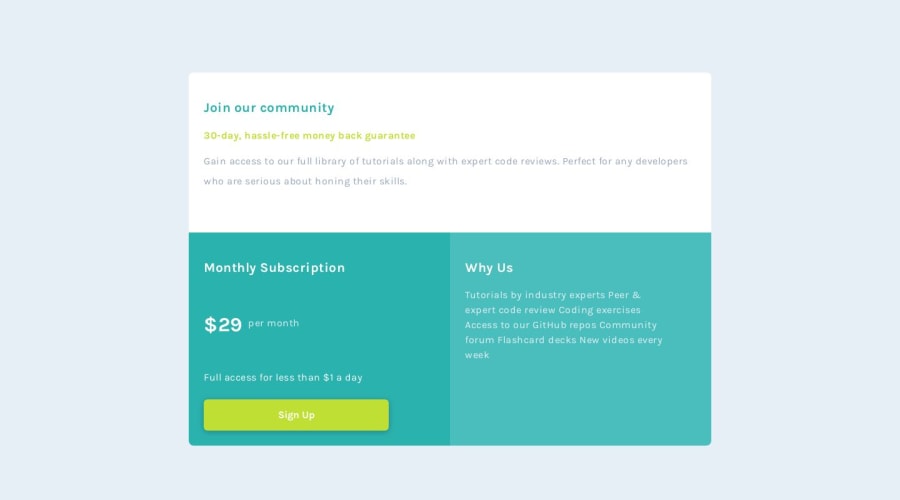 Frontend Mentor Single Price Grid Component With Css Grid Coding