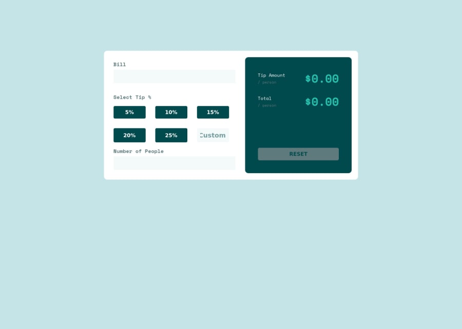 Frontend Mentor Tip Calculator Using Css And Js Coding Challenge Solution