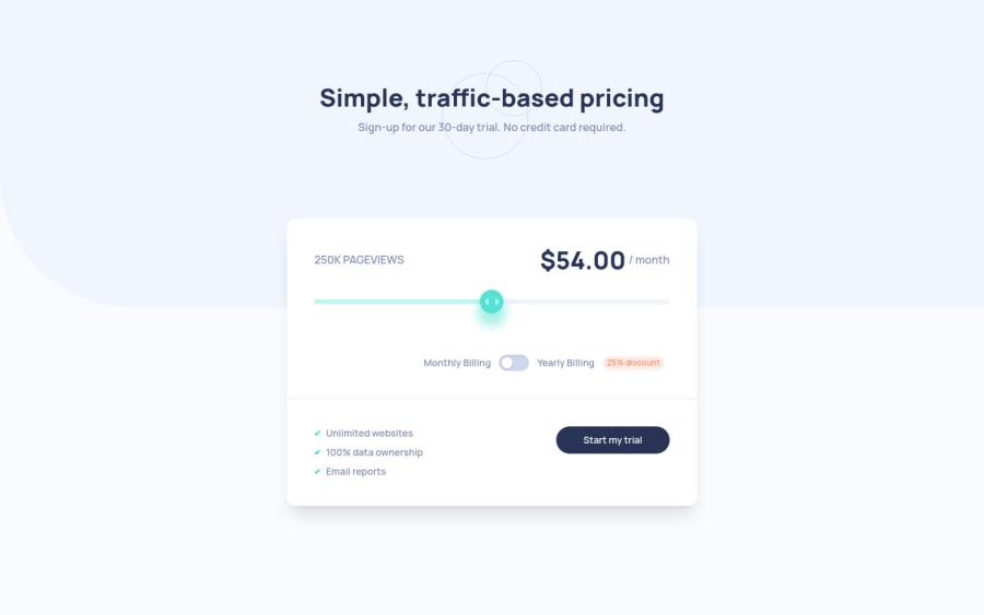 Frontend Mentor Interactive Pricing Component Using React Coding