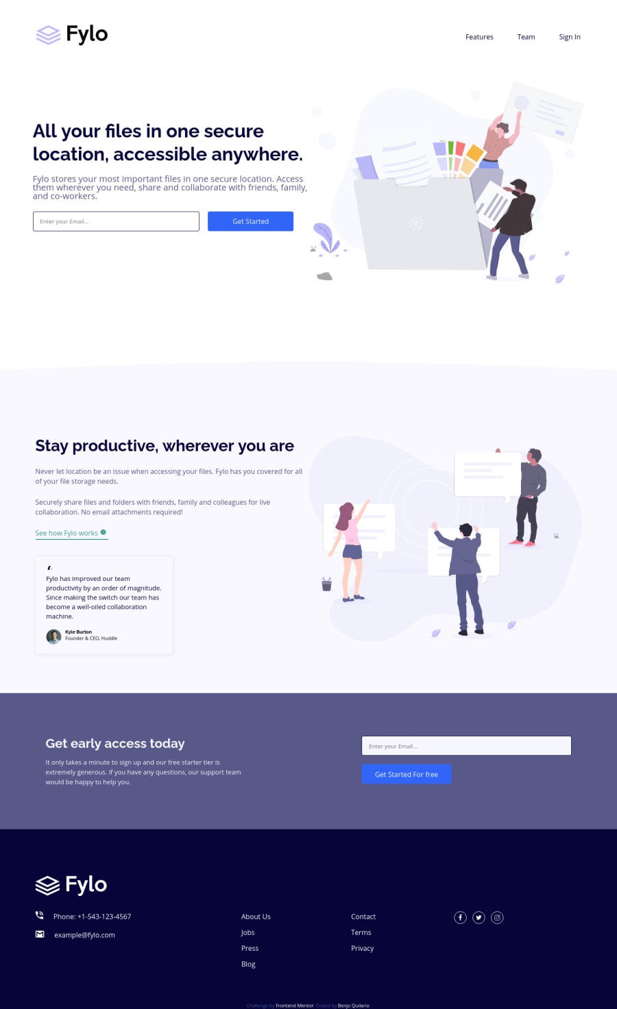 Frontend Mentor Mobile First Fylo Landing Page Html Css Sass