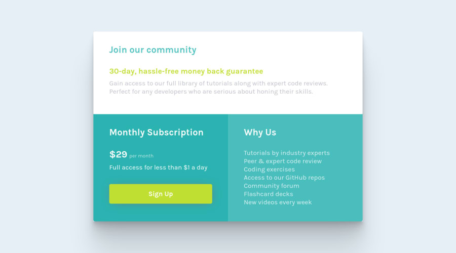 Frontend Mentor Mobile First Css Grid Price Component Coding
