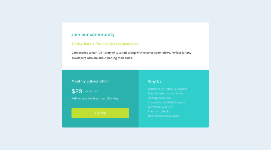 Frontend Mentor Single Price Grid Component Html And Css Coding