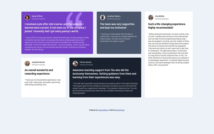 Frontend Mentor Personal Testimonials Using Sass And Css