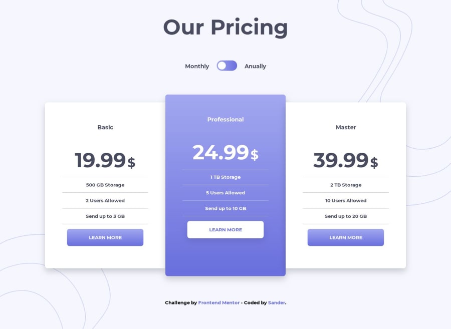 Frontend Mentor Pricing Component Html Css And Js Coding Challenge