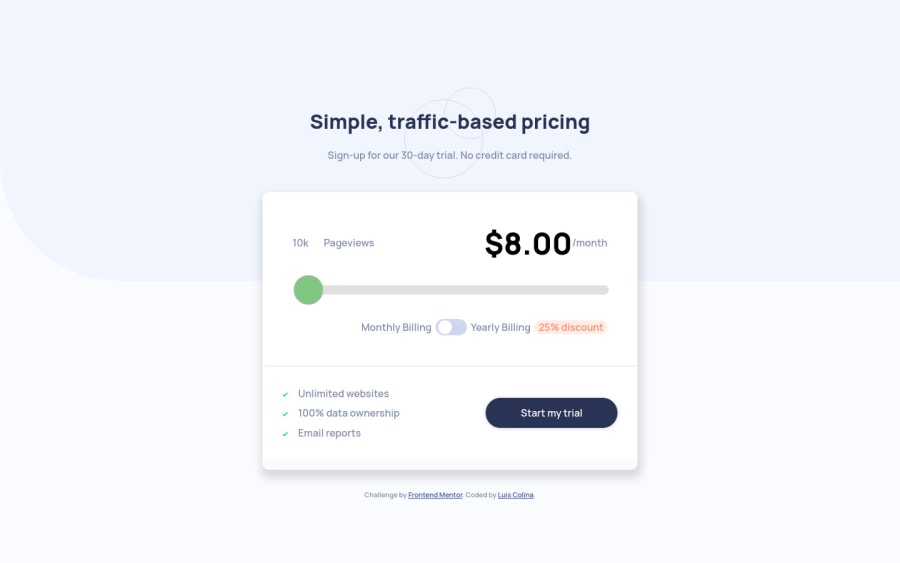 Frontend Mentor Mobile First Interactive Pricing