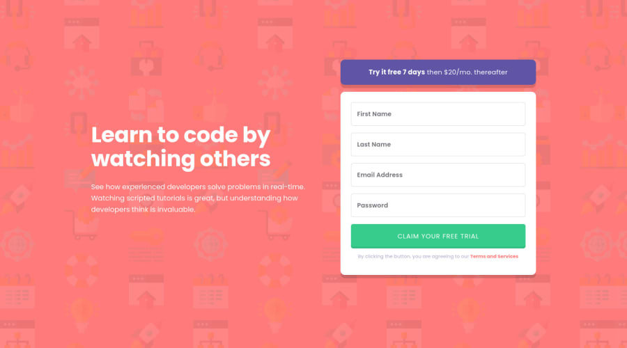 Frontend Mentor Intro Component With Sign Up Form With
