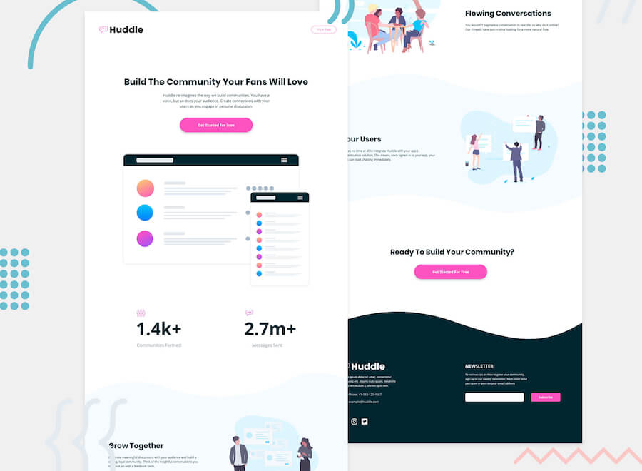 Frontend Mentor Huddle Landing Page With Curved Sections Coding Challenge