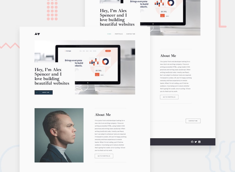 Frontend Mentor Minimalist Portfolio Site Using React Coding