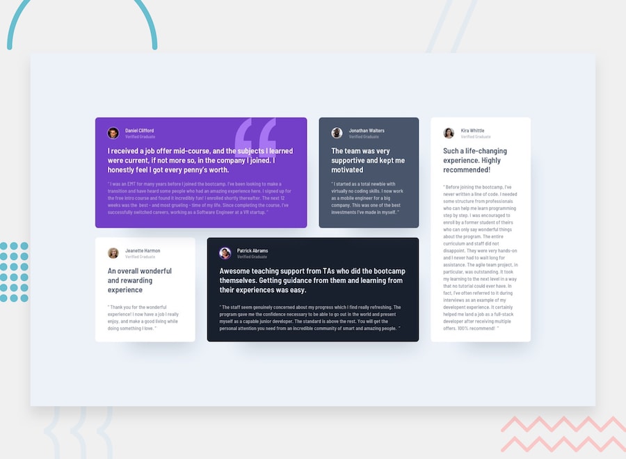 Frontend Mentor Testimonials Grid Section Coding Challenge