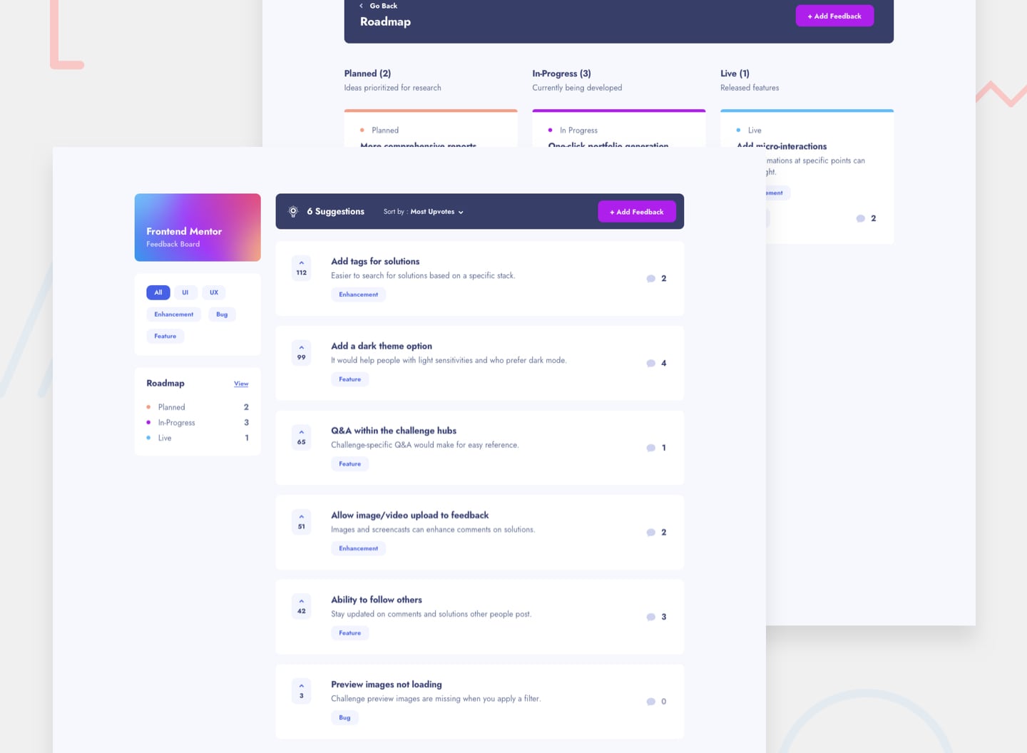 Frontend Mentor Product Feedback App Using Next Tailwind Clerk Neondb Coding Challenge