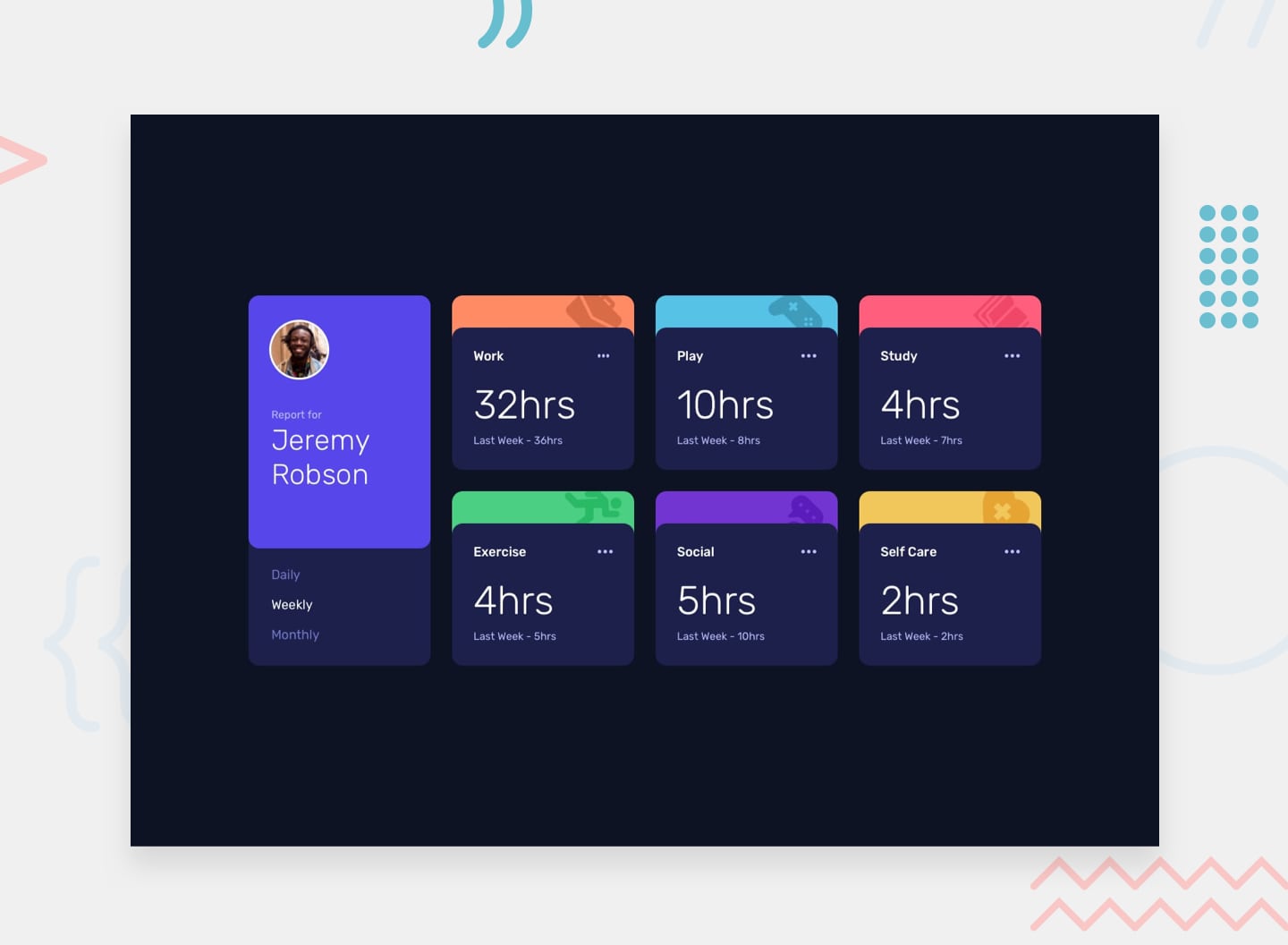 Frontend Mentor Time Tracking Dashboard With Html Css Js Coding Challenge Solution