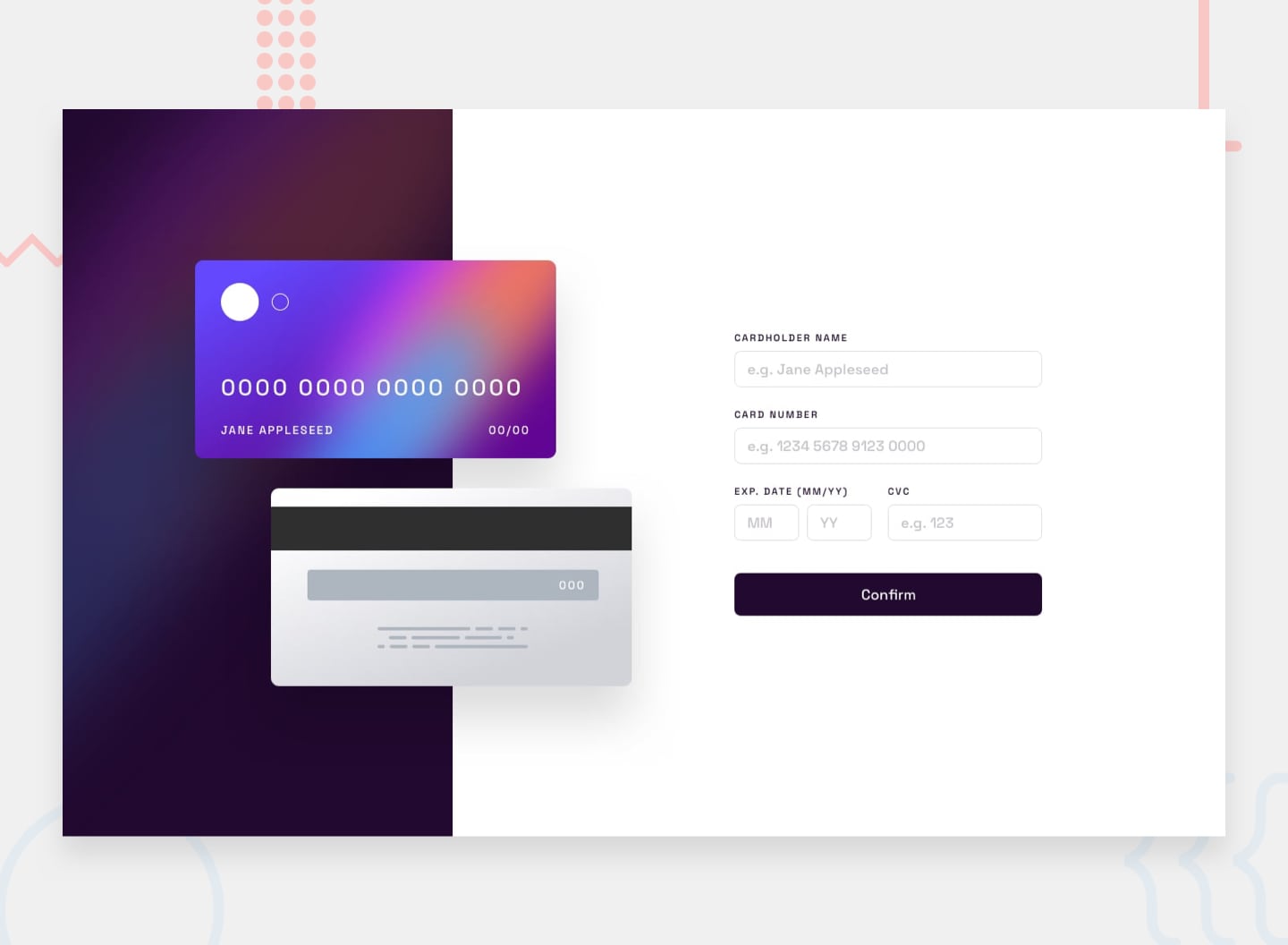 Frontend Mentor Interactive Card Details Form Coding Challenge