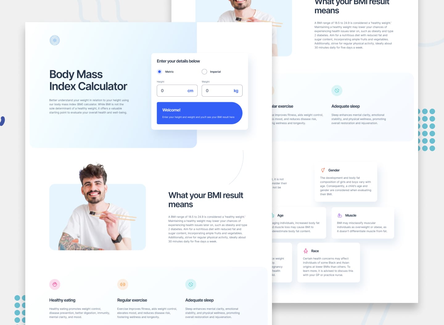 Frontend Mentor | Body Mass Index calculator coding challenge