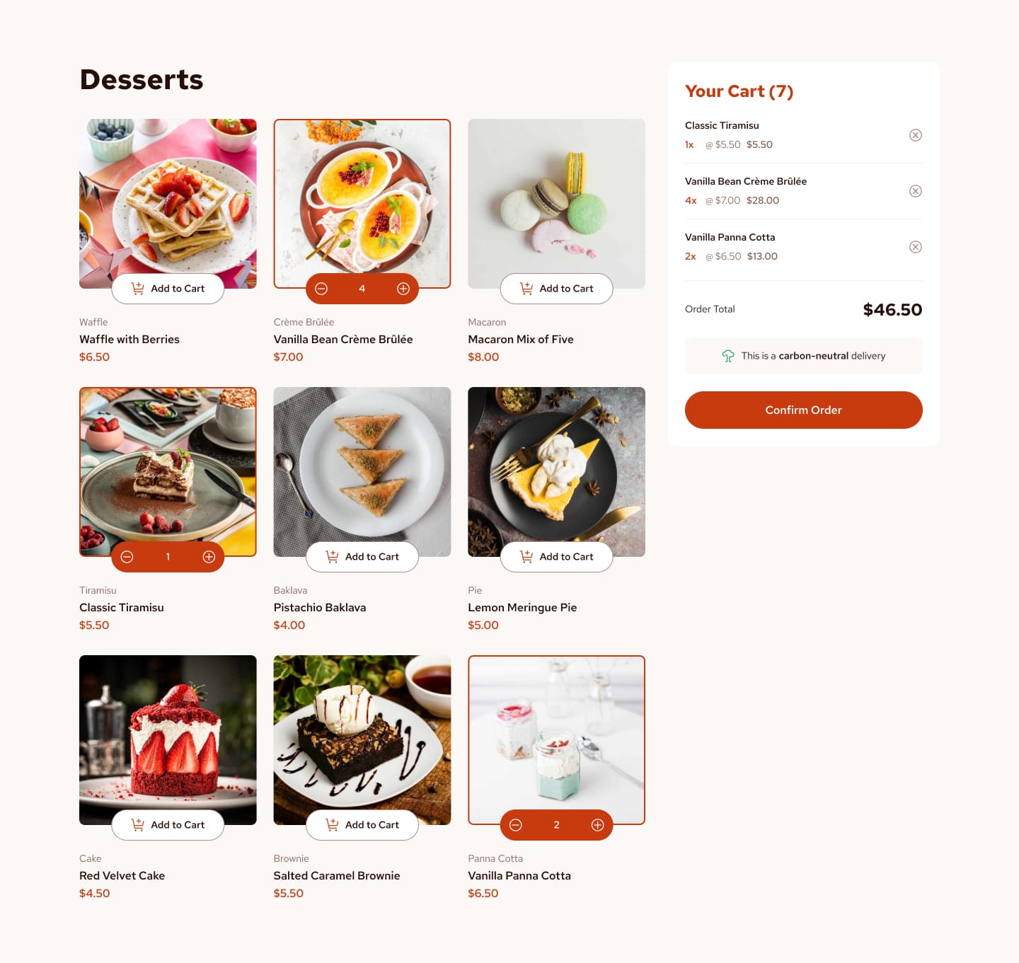 Frontend Mentor | Product list with cart coding challenge