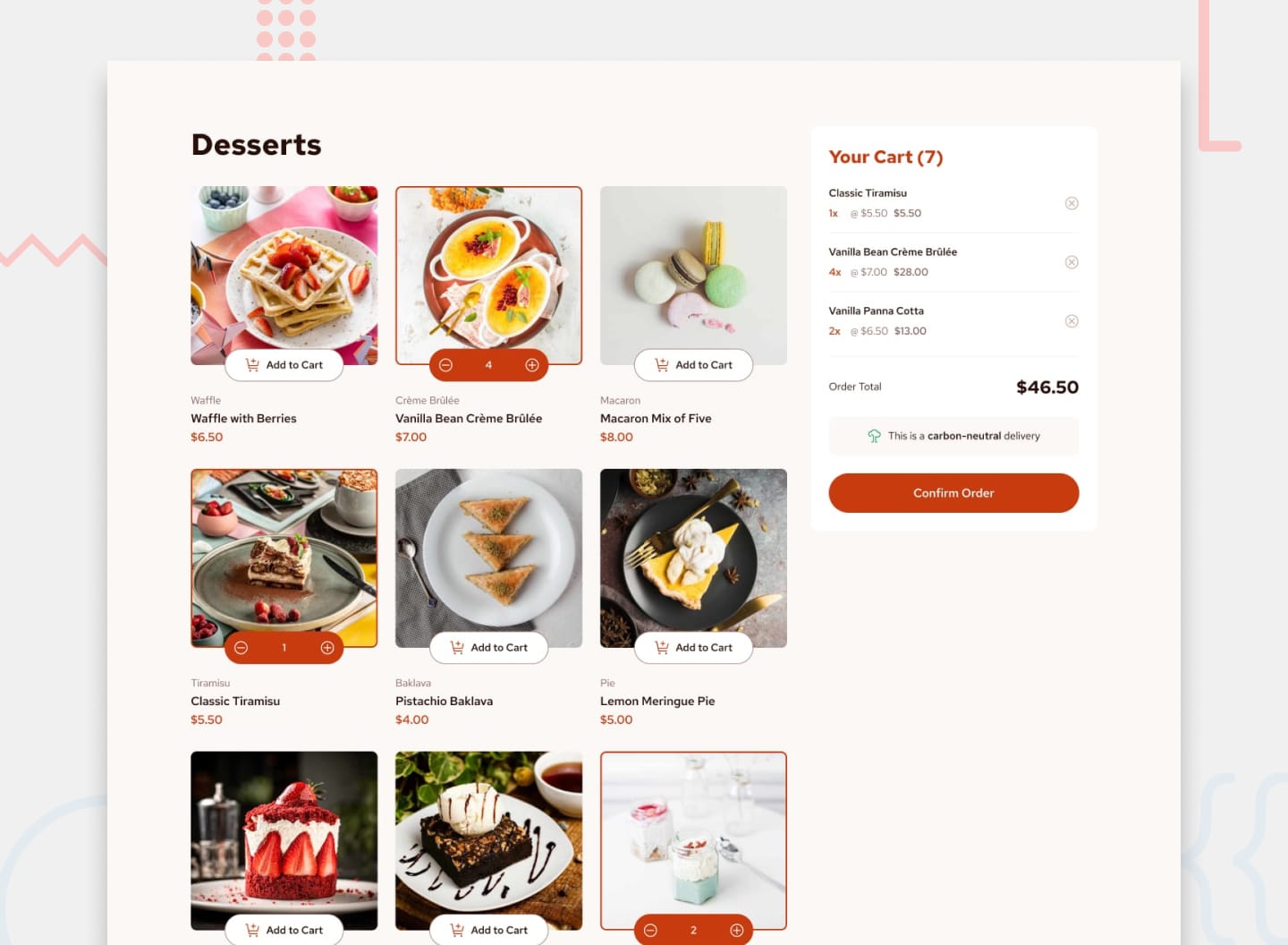 Frontend Mentor Product List With Cart Using React And Hooks Coding Challenge Solution
