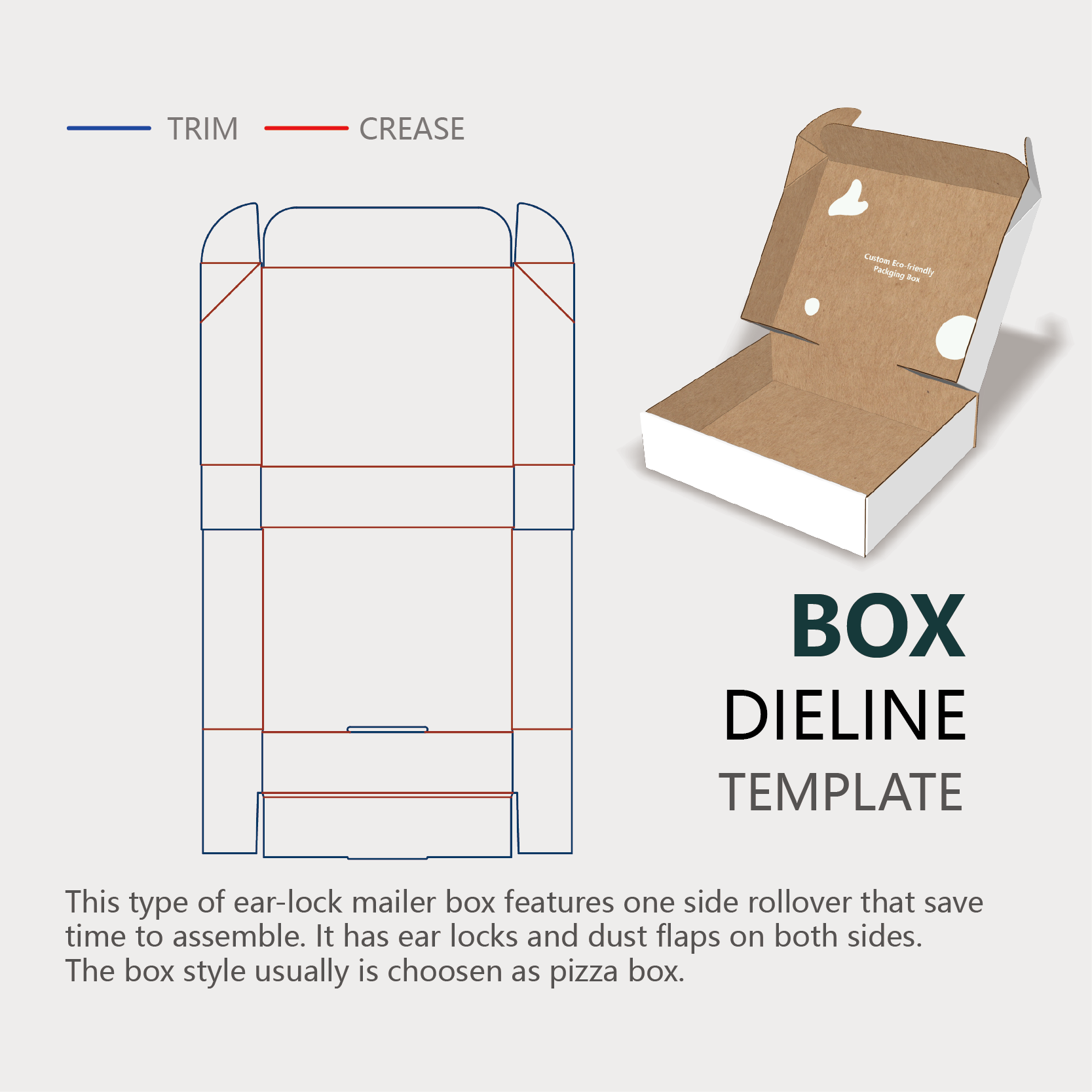 Ear-lock-and-flaps mailer box template(dieline) generator | cefBox