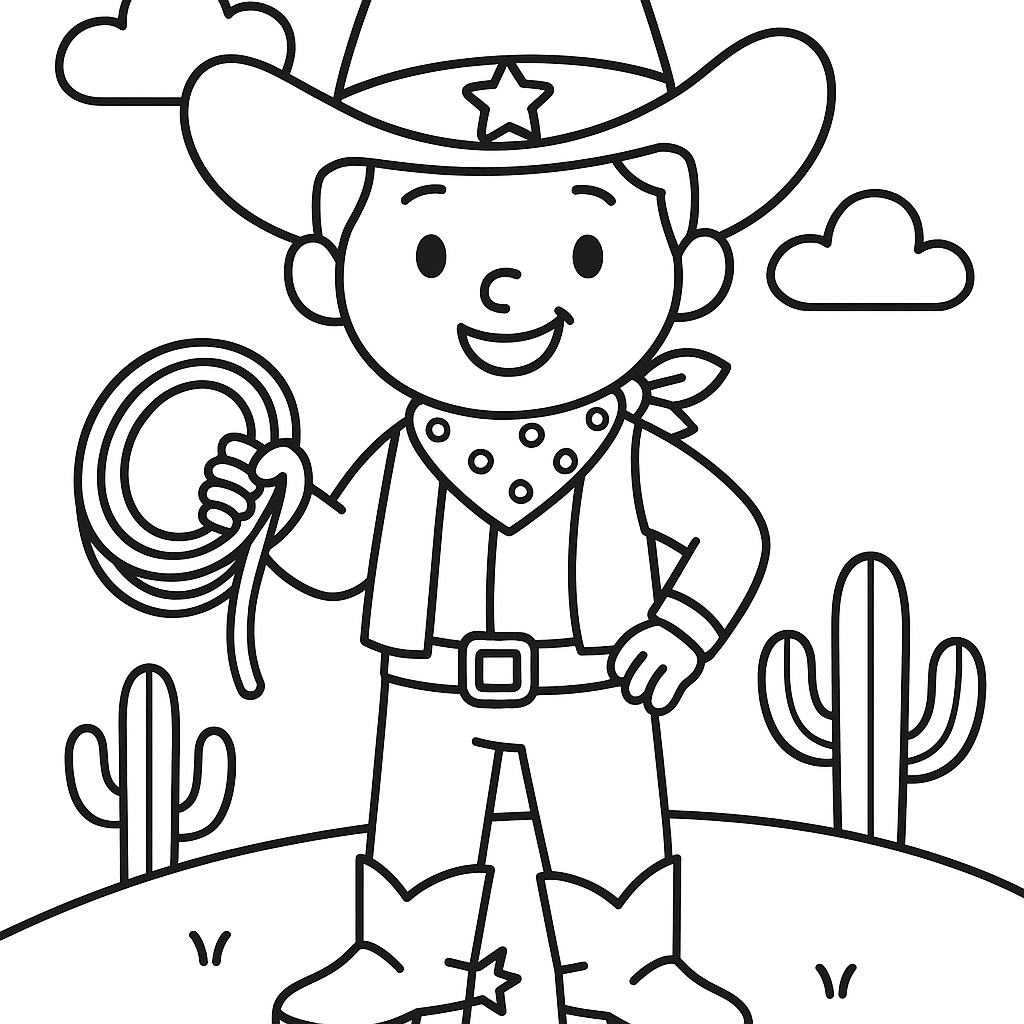 Cowboys - Free Coloring Page
