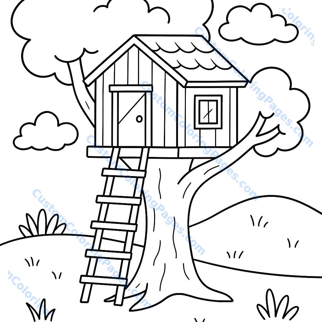 treehouse - Free Coloring Page