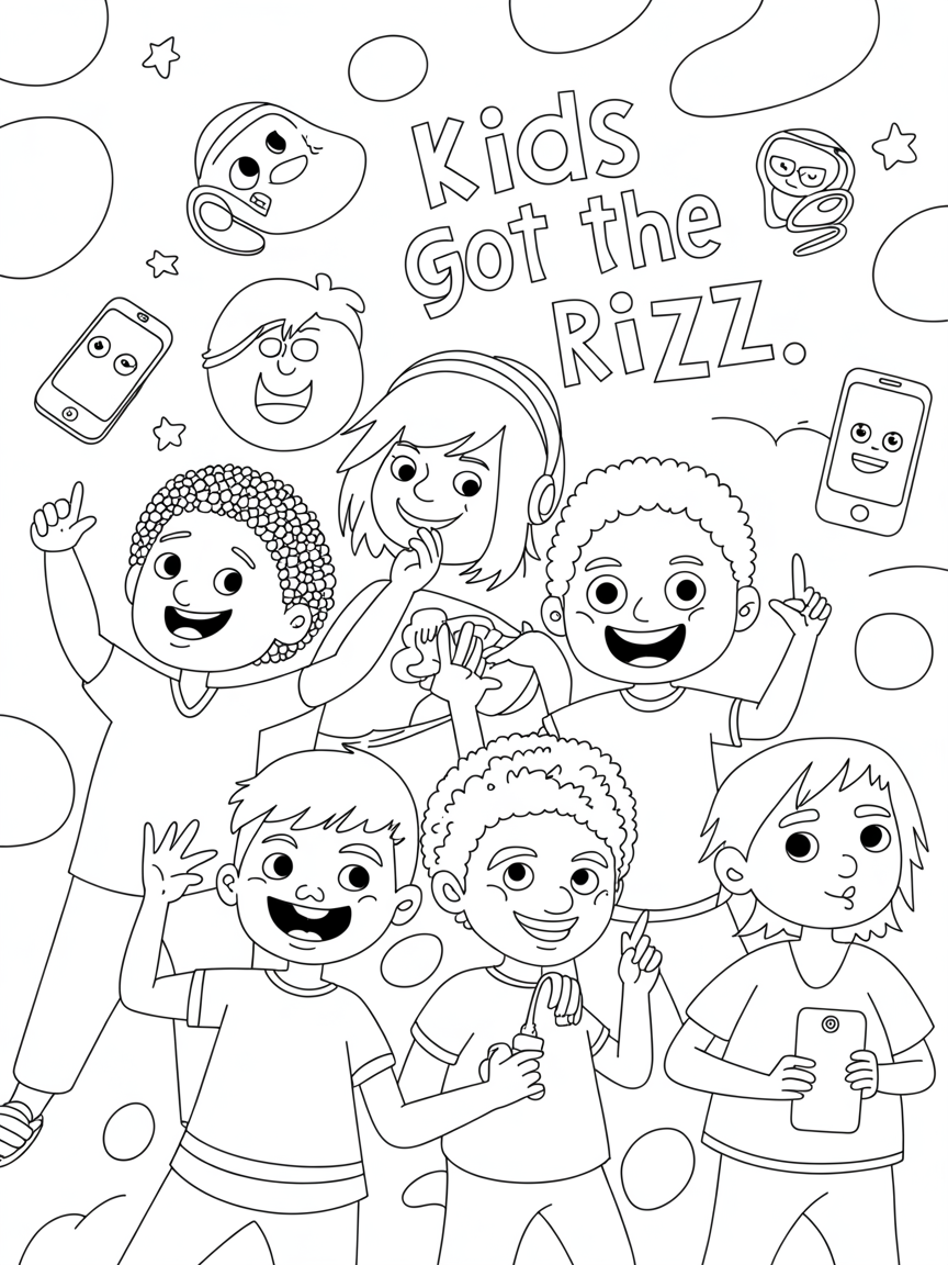 Kids got the rizz - Free Coloring Page
