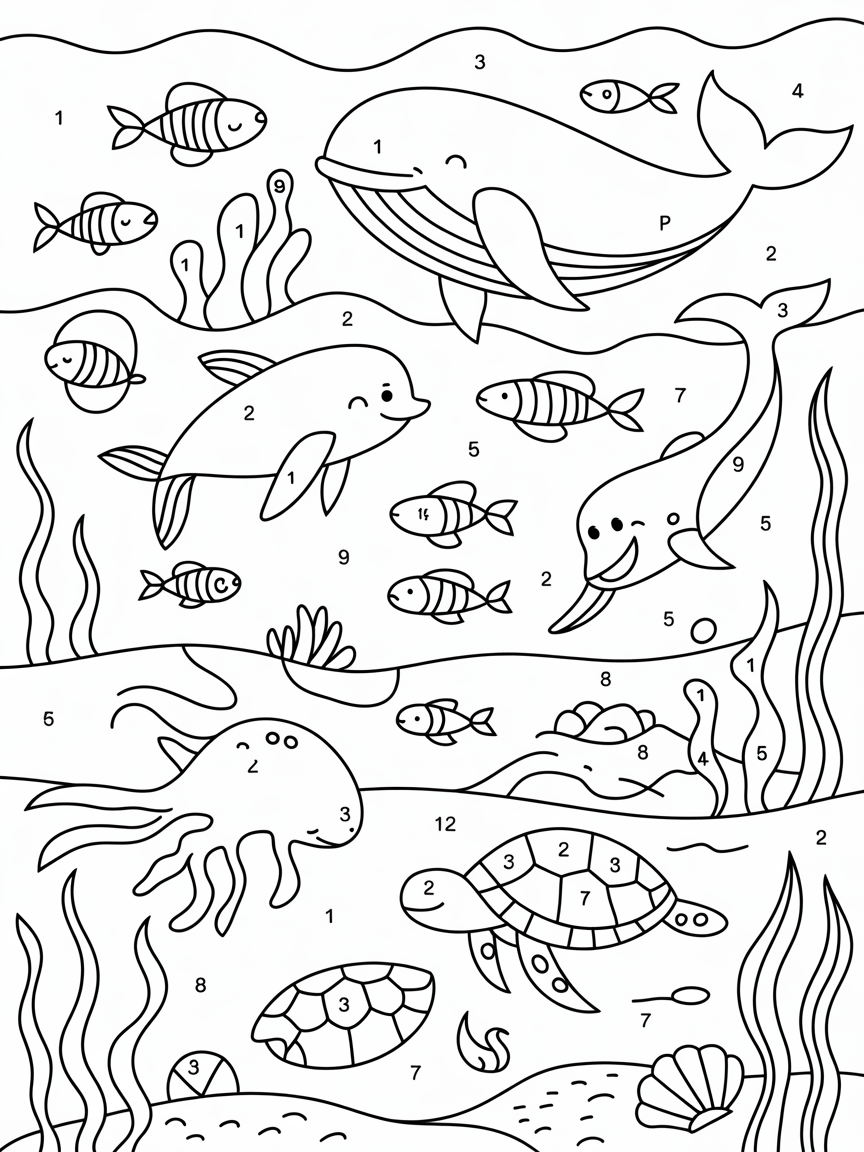 Ocean friends - Free Coloring Page
