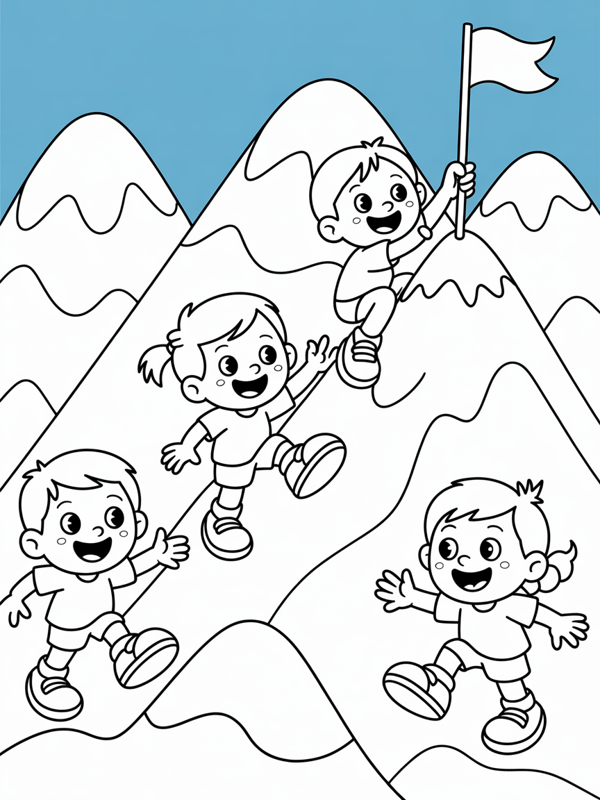 Climbing mountains - Free Coloring Page