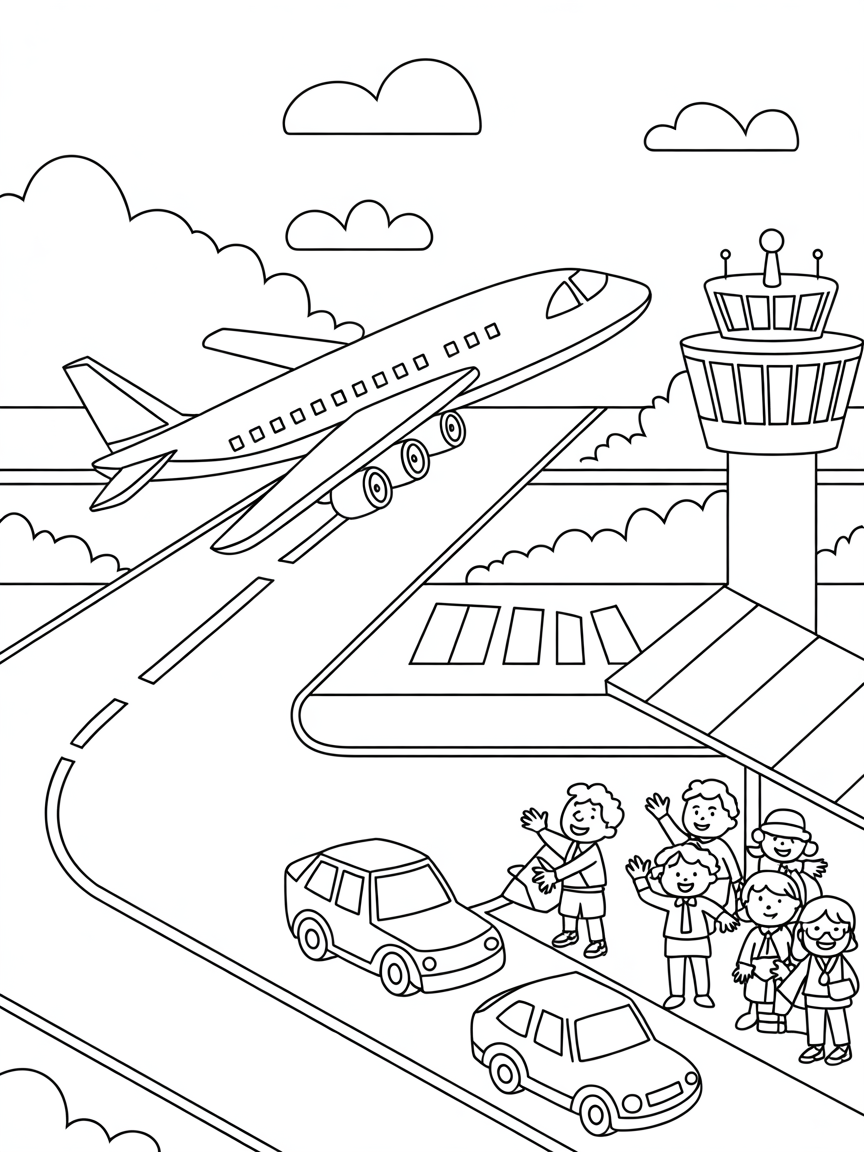Airport - Free Coloring Page
