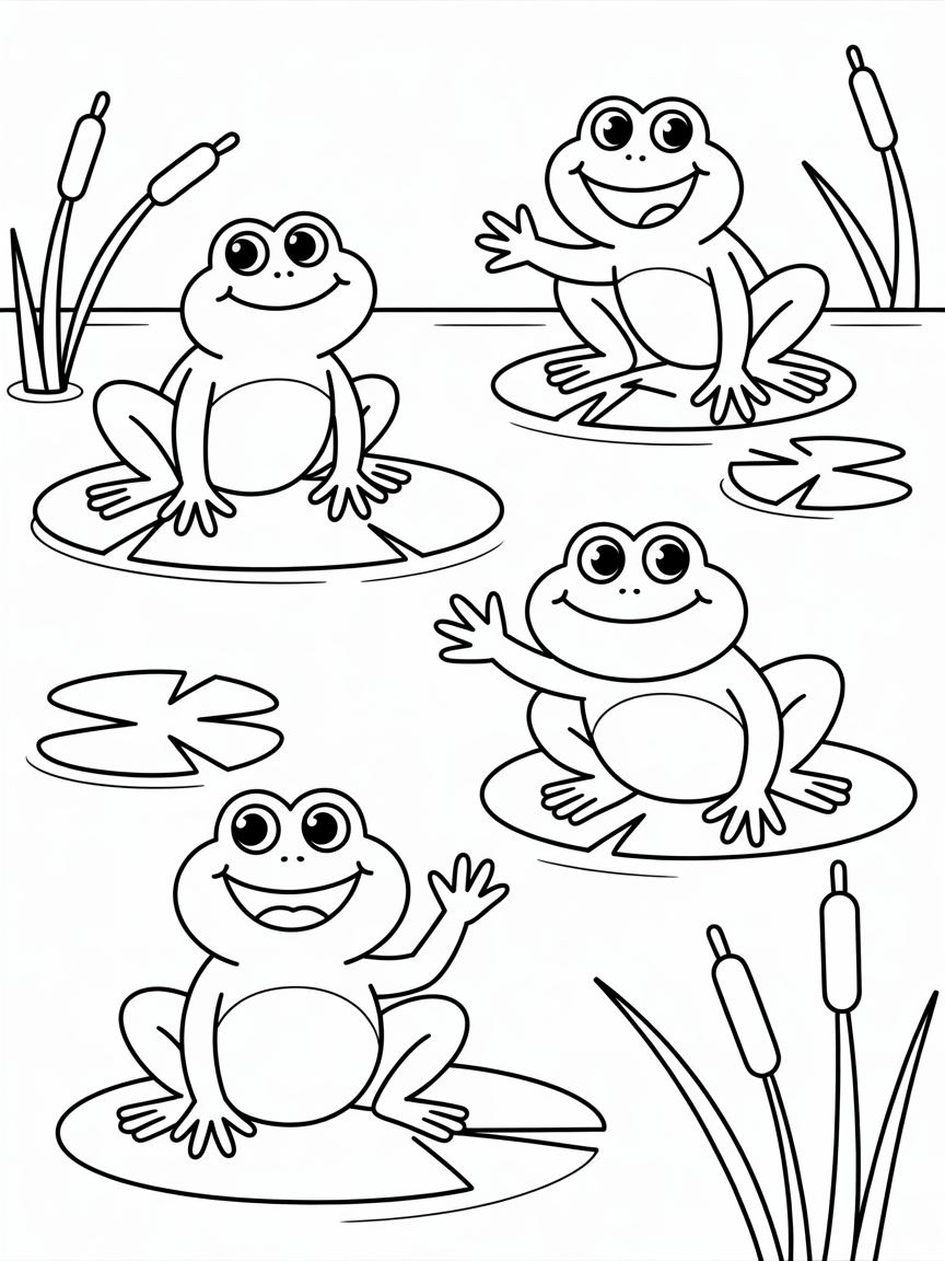 frogs - Free Coloring Page