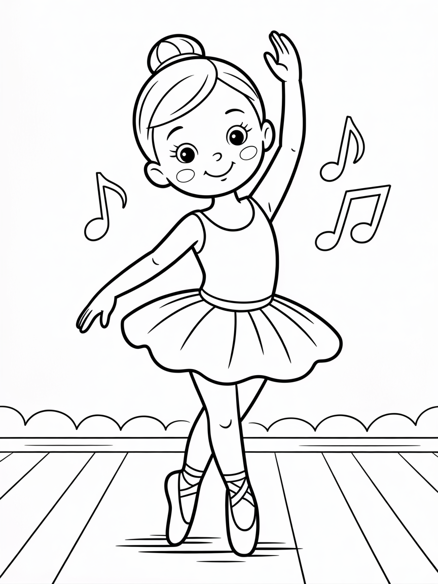Ballerina - Free Coloring Page