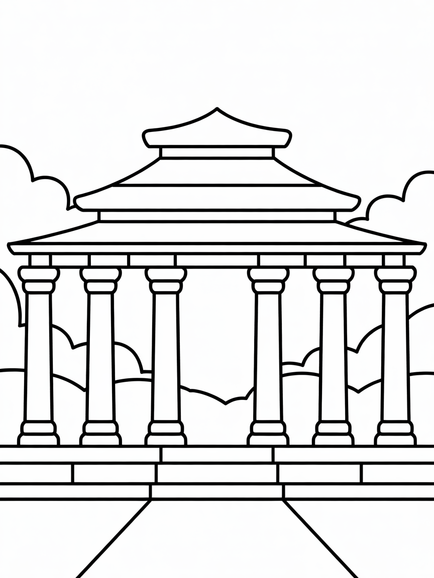 temple - Free Coloring Page