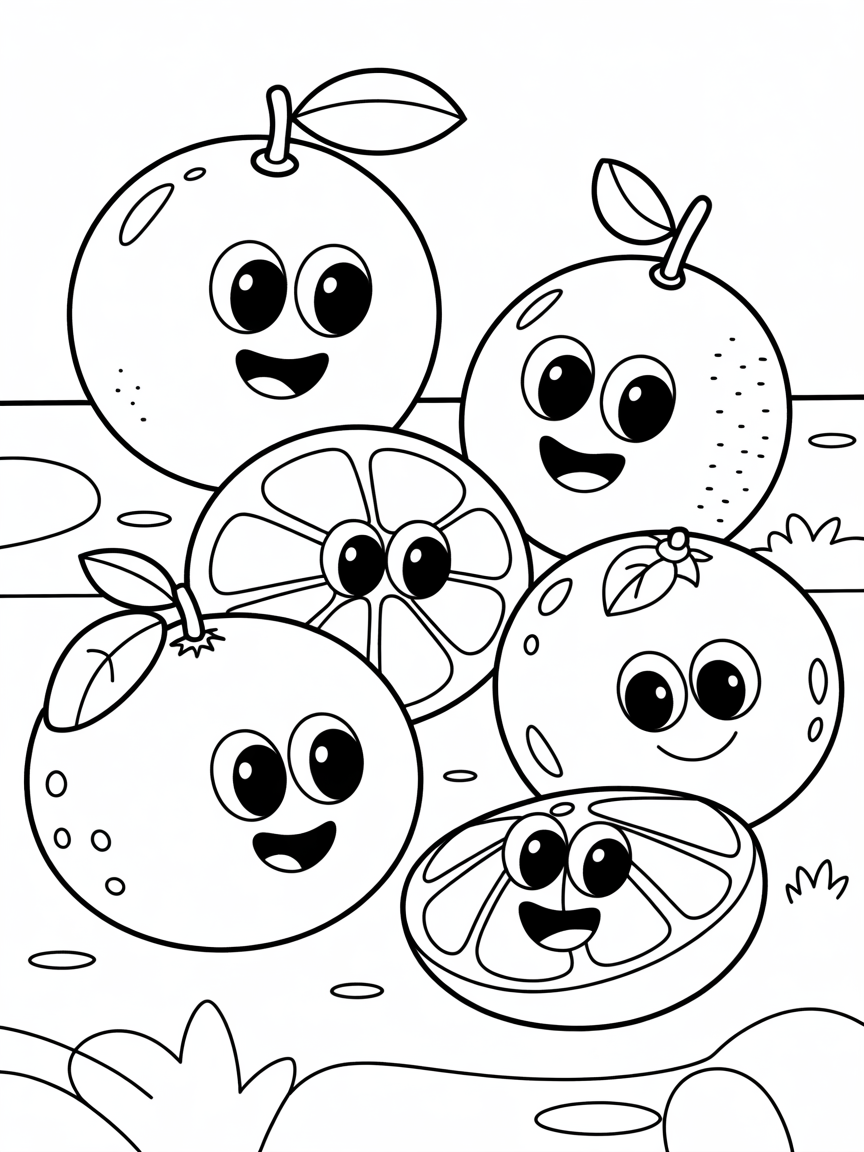 orange fruit - Free Coloring Page