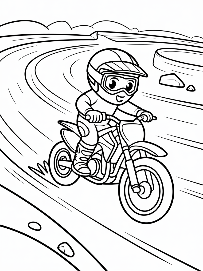 Motocross - Free Coloring Page