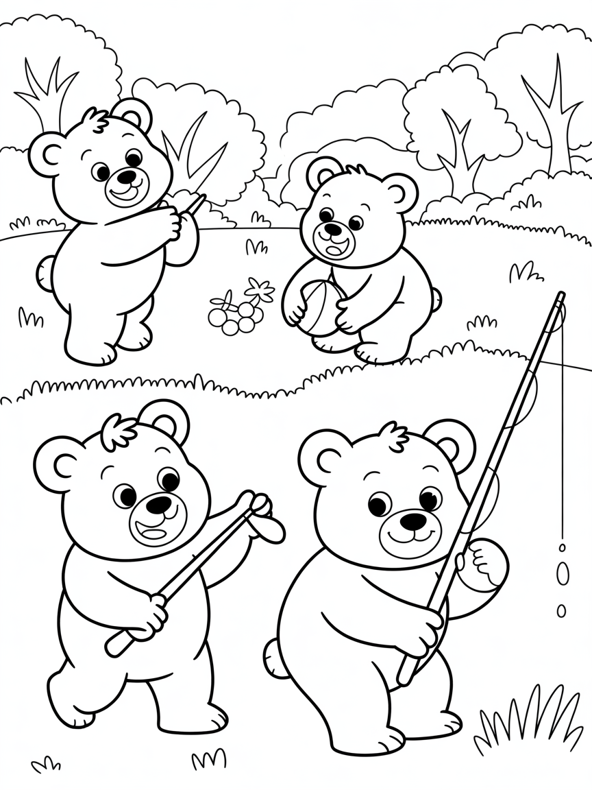 little bears - Free Coloring Page