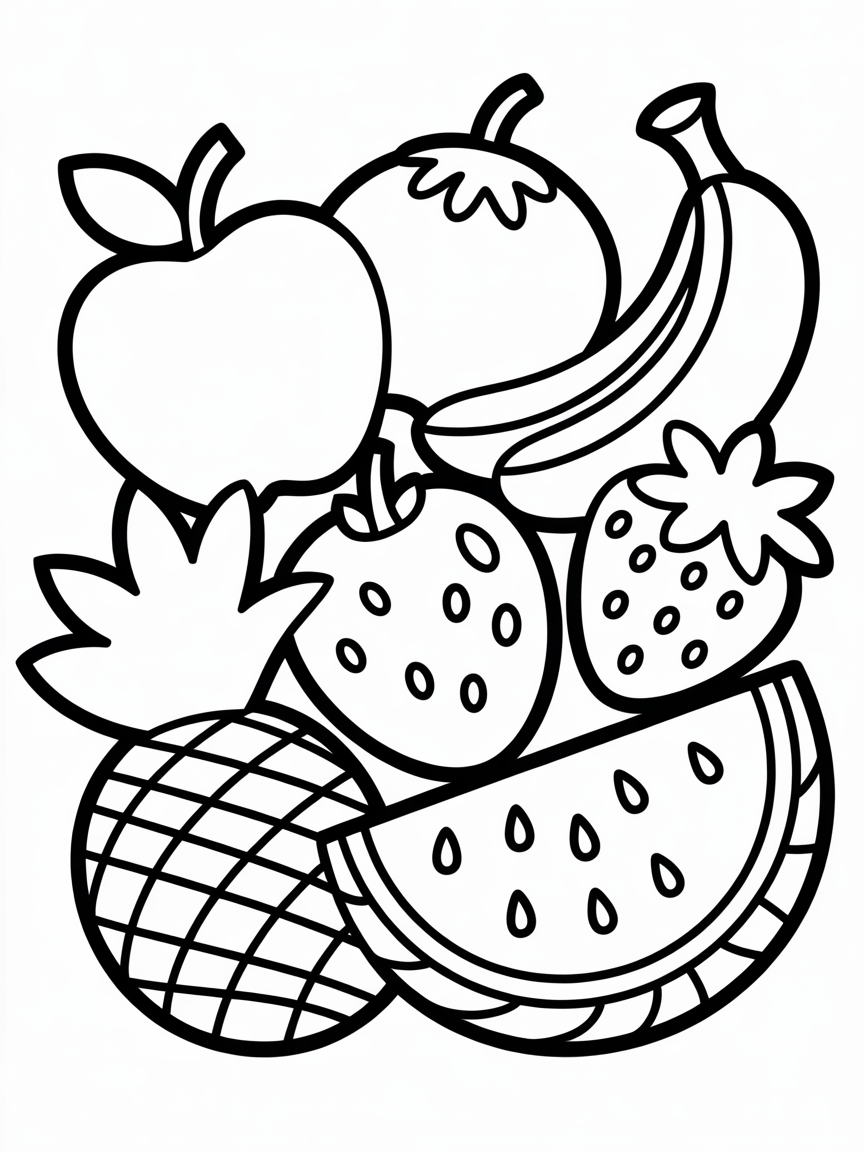 Fruits - Free Coloring Page