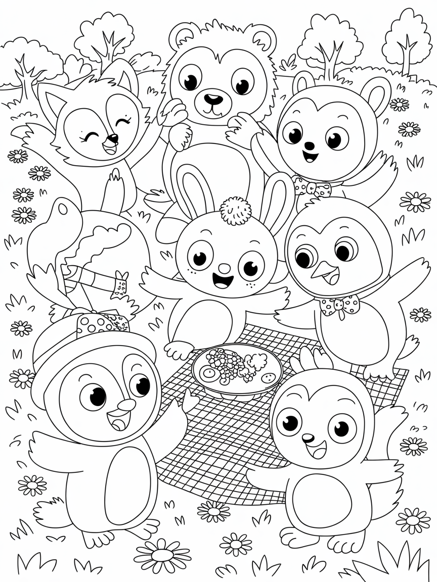Cartoon characters - Free Coloring Page
