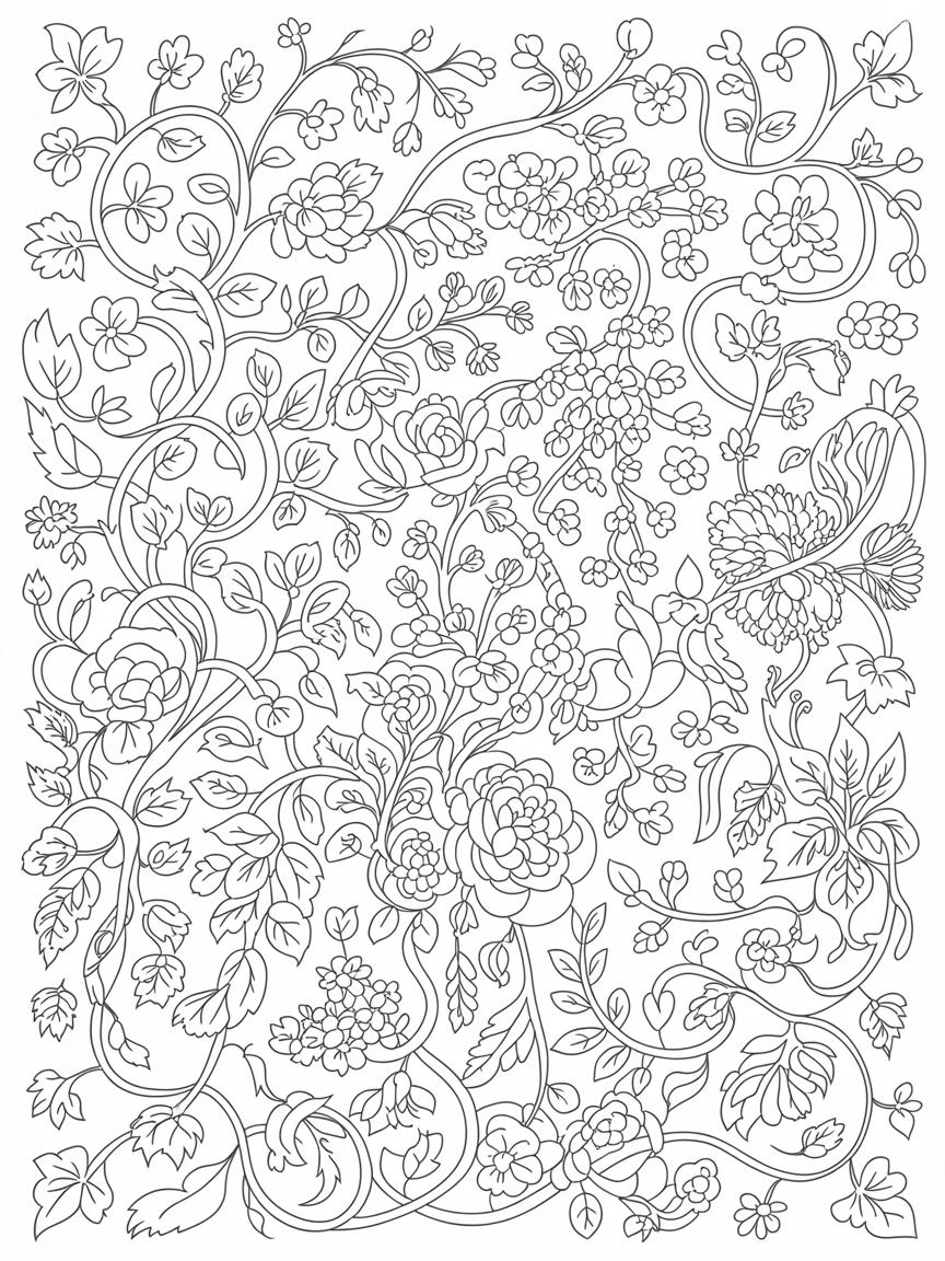 Flower pattern wallpaper - Free Coloring Page