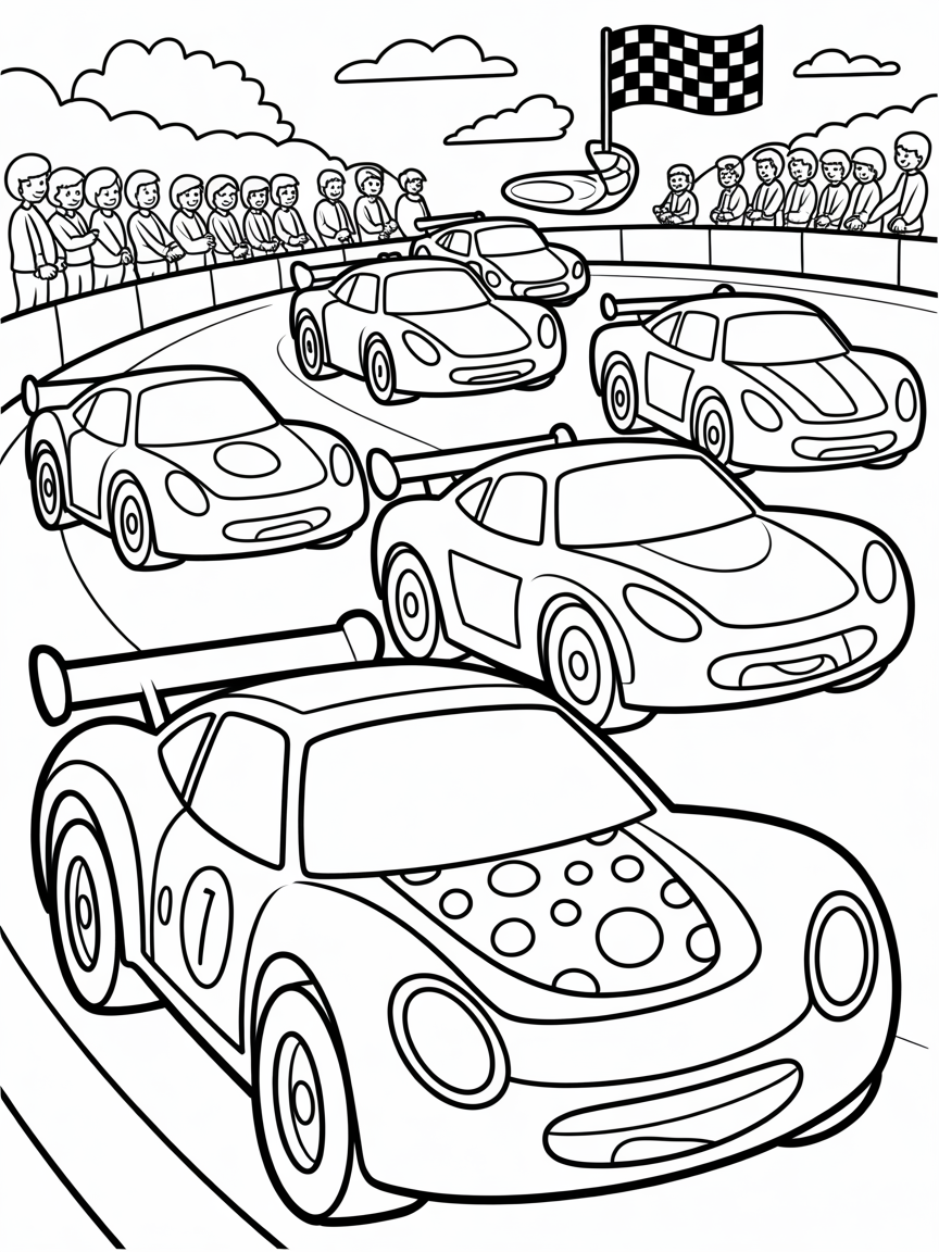 racing cars - Free Coloring Page