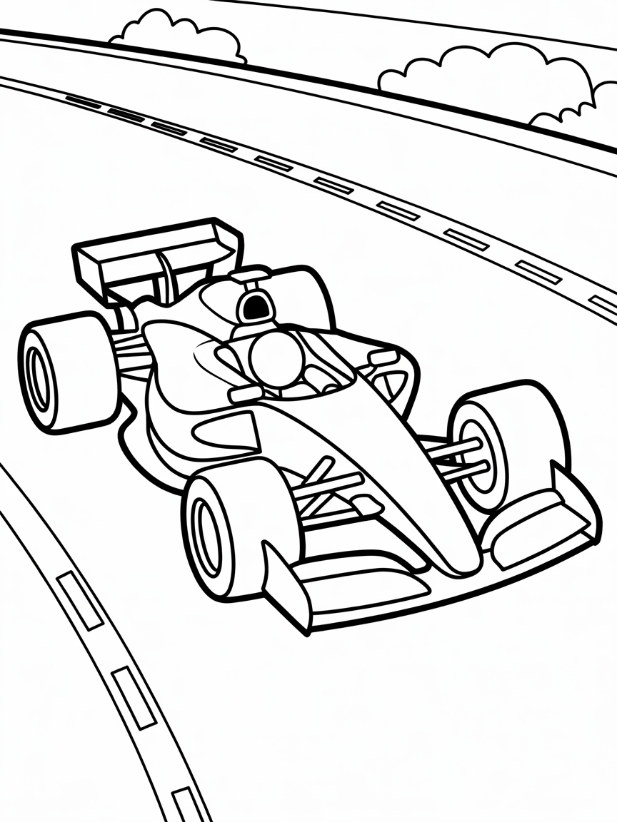 F1 car - Free Coloring Page
