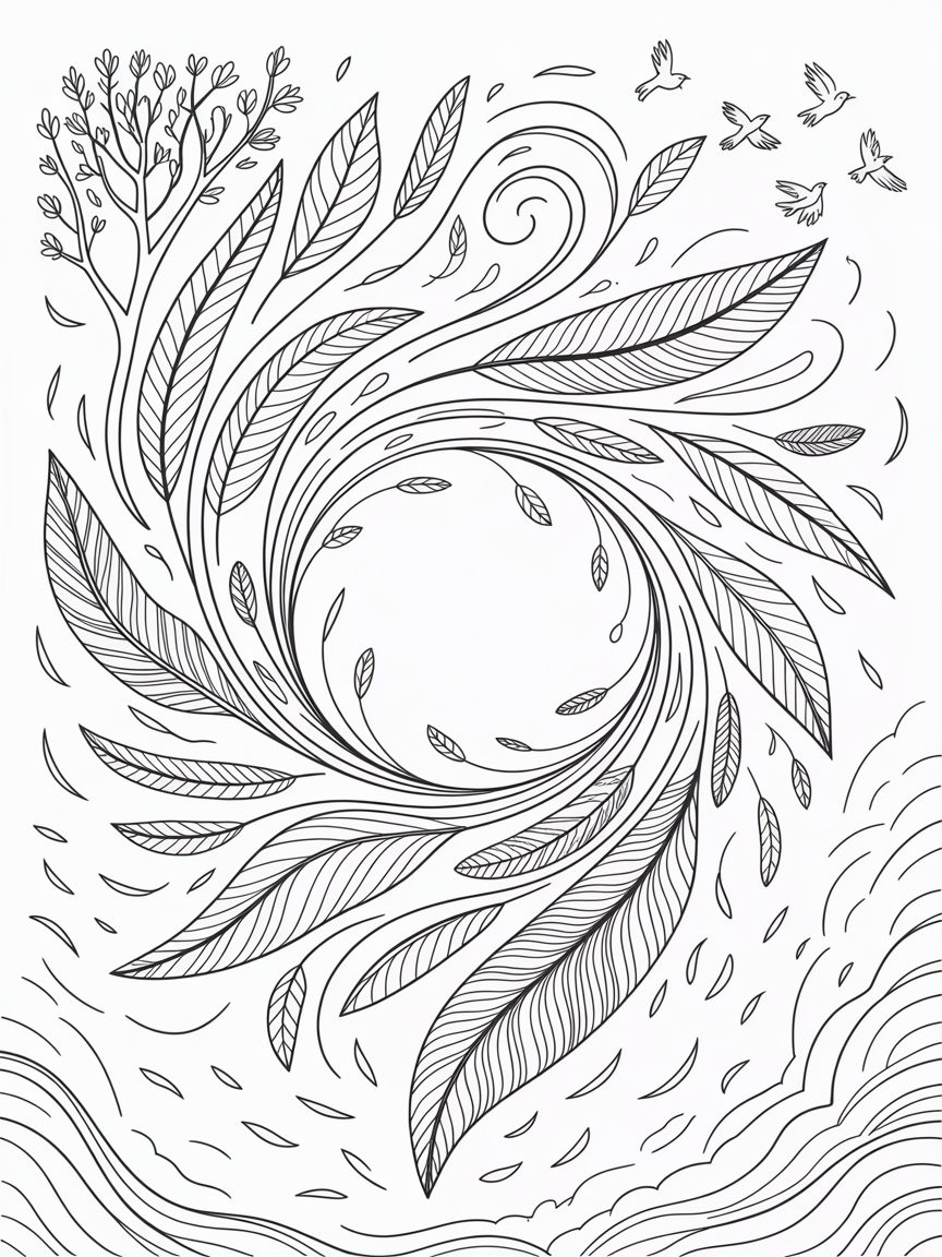 Wind - Free Coloring Page