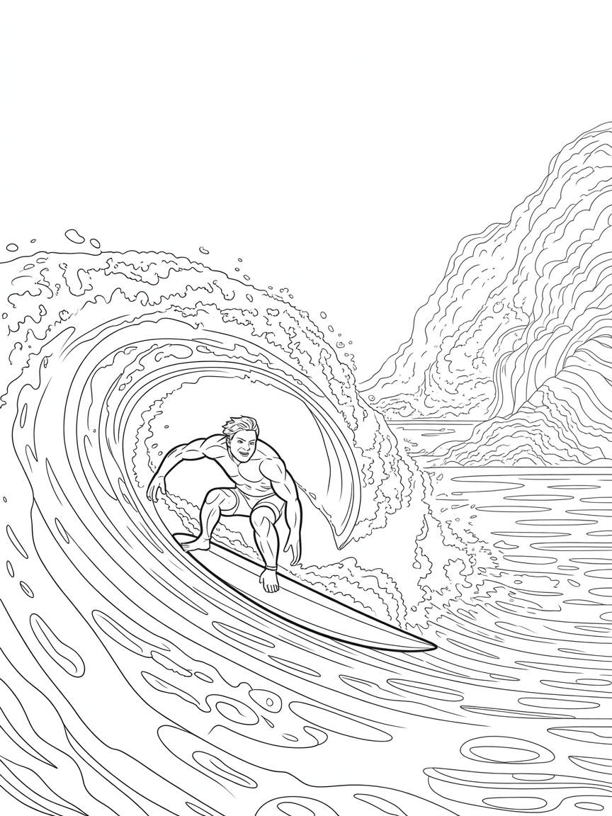Surf - Free Coloring Page