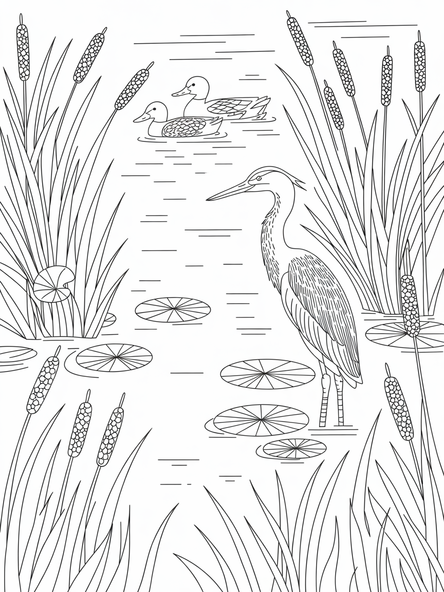 Marsh - Free Coloring Page