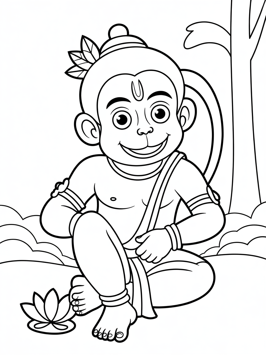 Hanuman - Free Coloring Page