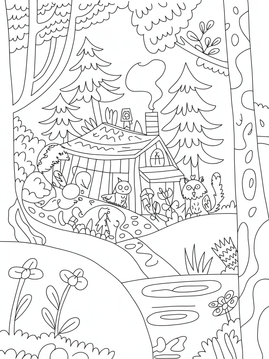 Woodland - Free Coloring Page