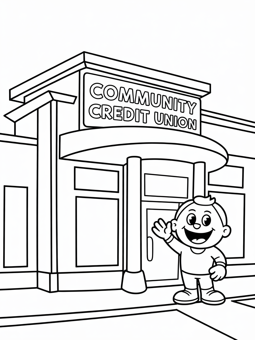 Credit union - Free Coloring Page