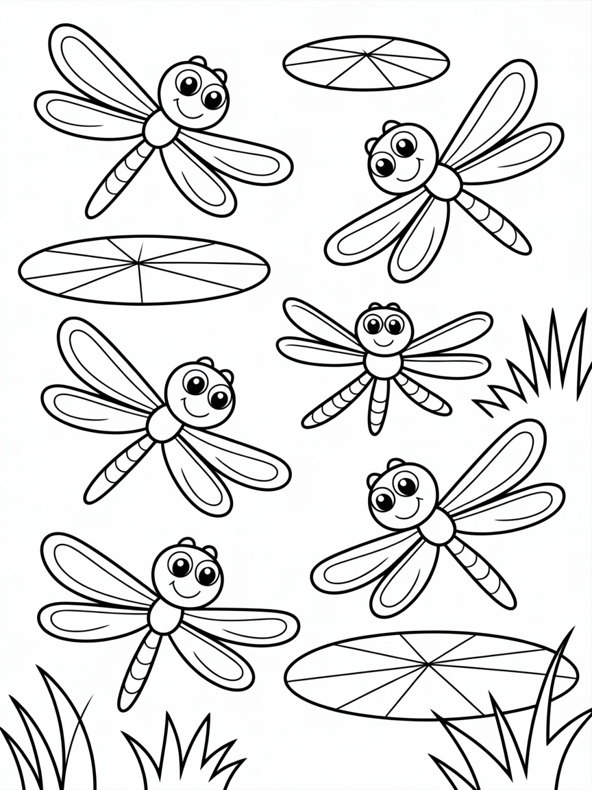 Dragonflies - Free Coloring Page