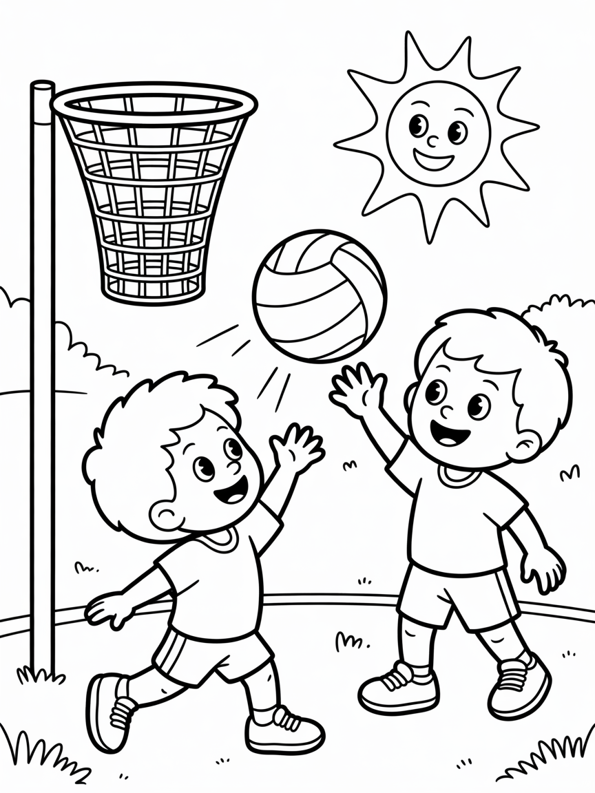 Netball - Free Coloring Page