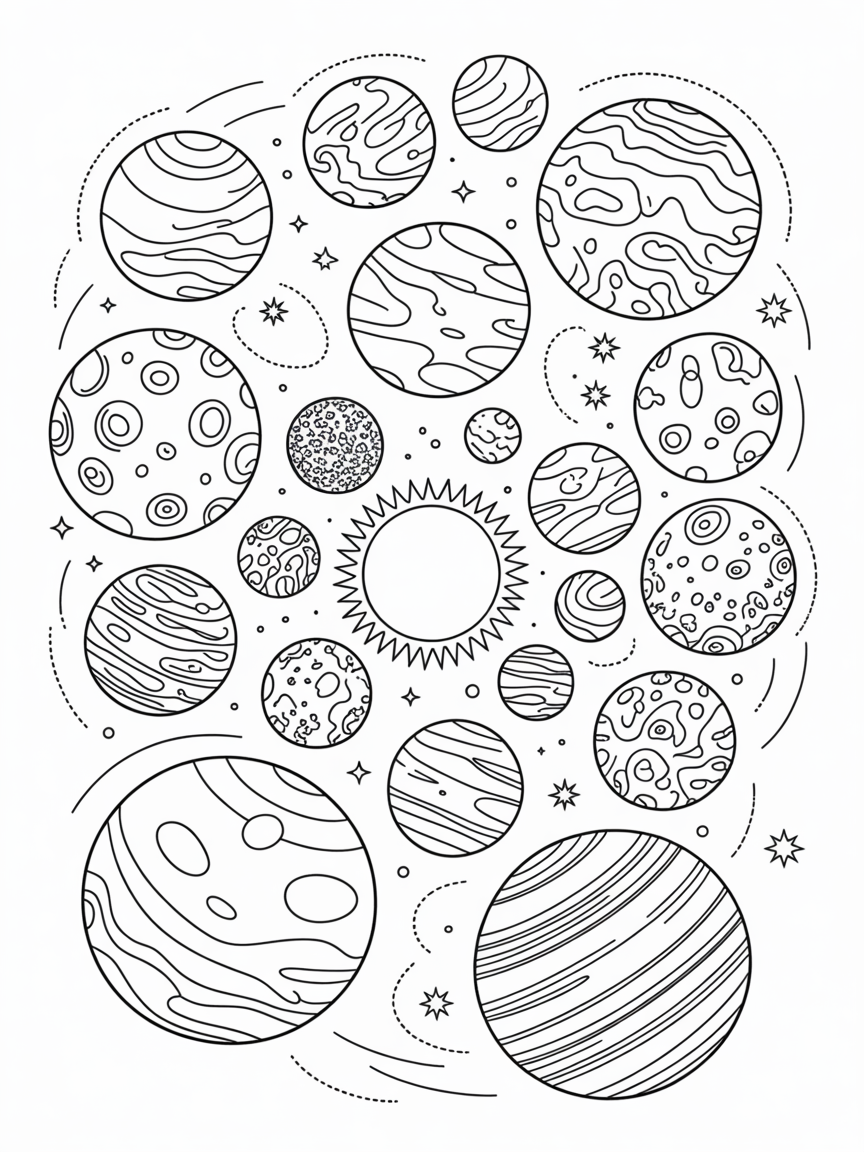 Planets - Free Coloring Page