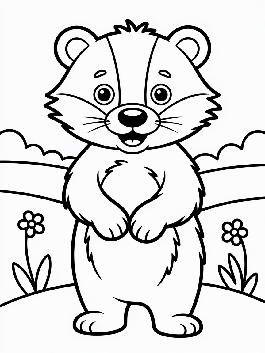 Badger - Free Coloring Page