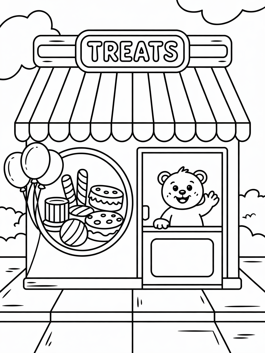 Sweet shop - Free Coloring Page
