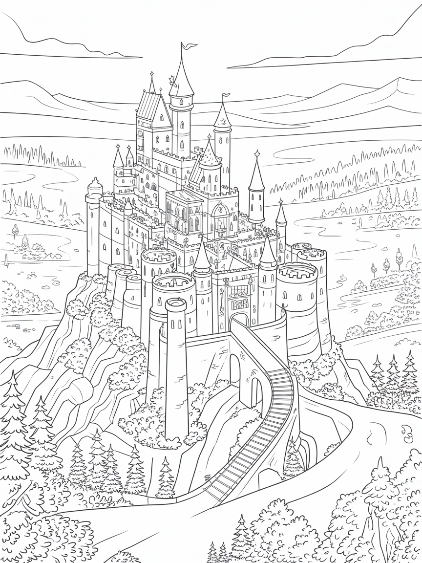 Castle - Free Coloring Page